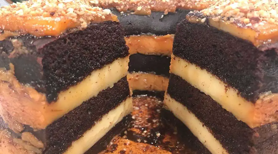 Torta flan de chocolate, pastelera, vainilla y café - Cocinero Guru