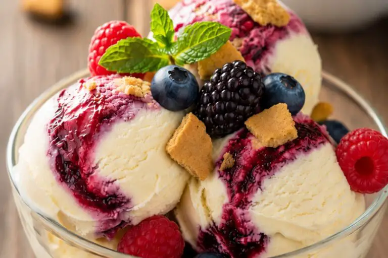 Helado de cheesecake de frutos rojos